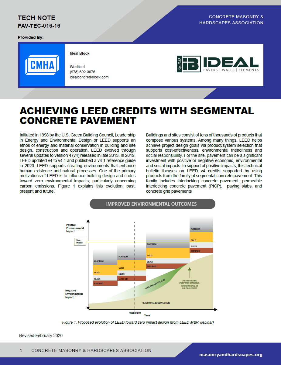 Tech Note 16: Achieving LEED Credits with Segmental Concrete Pavement ...