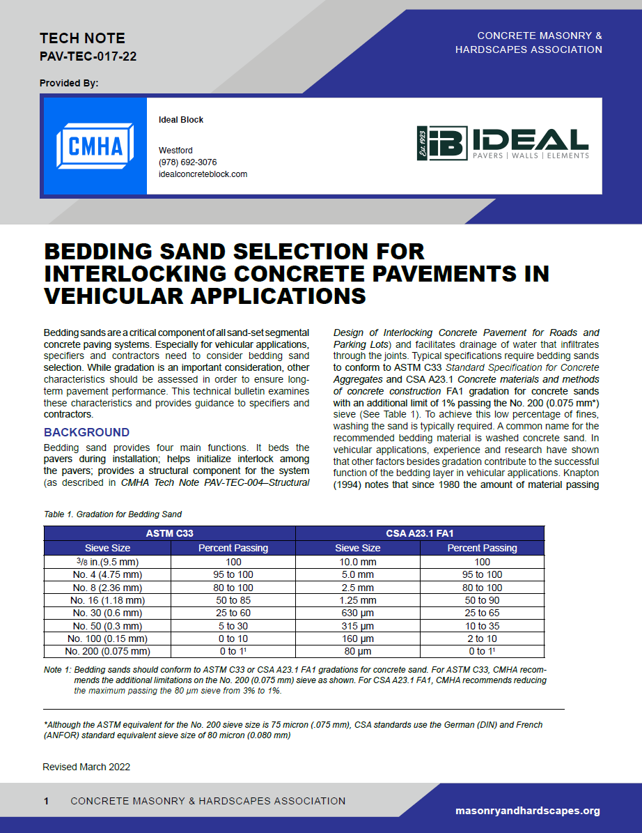 Tech Note 17: Bedding Sand Selection for Interlocking Concrete ...
