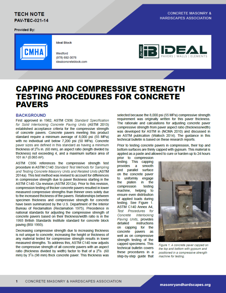 Tech Note 21: Capping and Compressive Strength Testing Procedures for ...