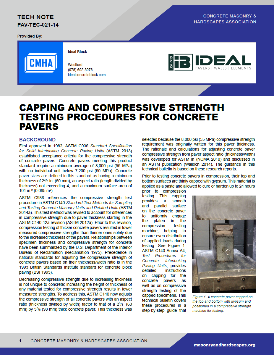 Tech Note 21: Capping and Compressive Strength Testing Procedures for ...