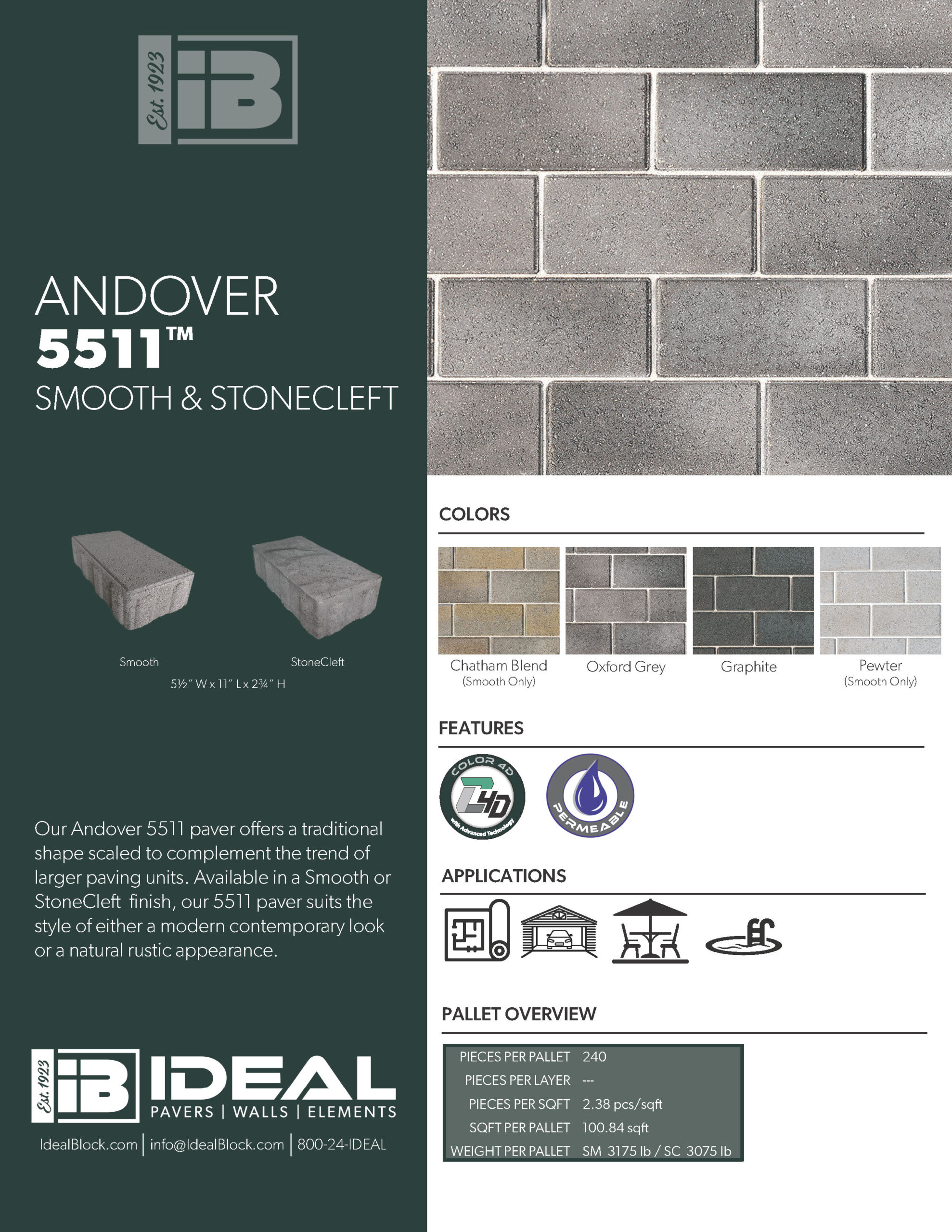 Andover 5511™Permeable Concrete Pavers Brochure - Ideal Block